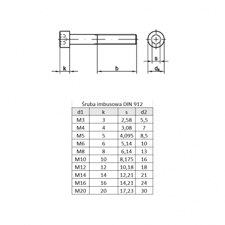 Śruba M12 nierdzewna imbusowa DIN 912-A2 Sklep bator-sruby.pl